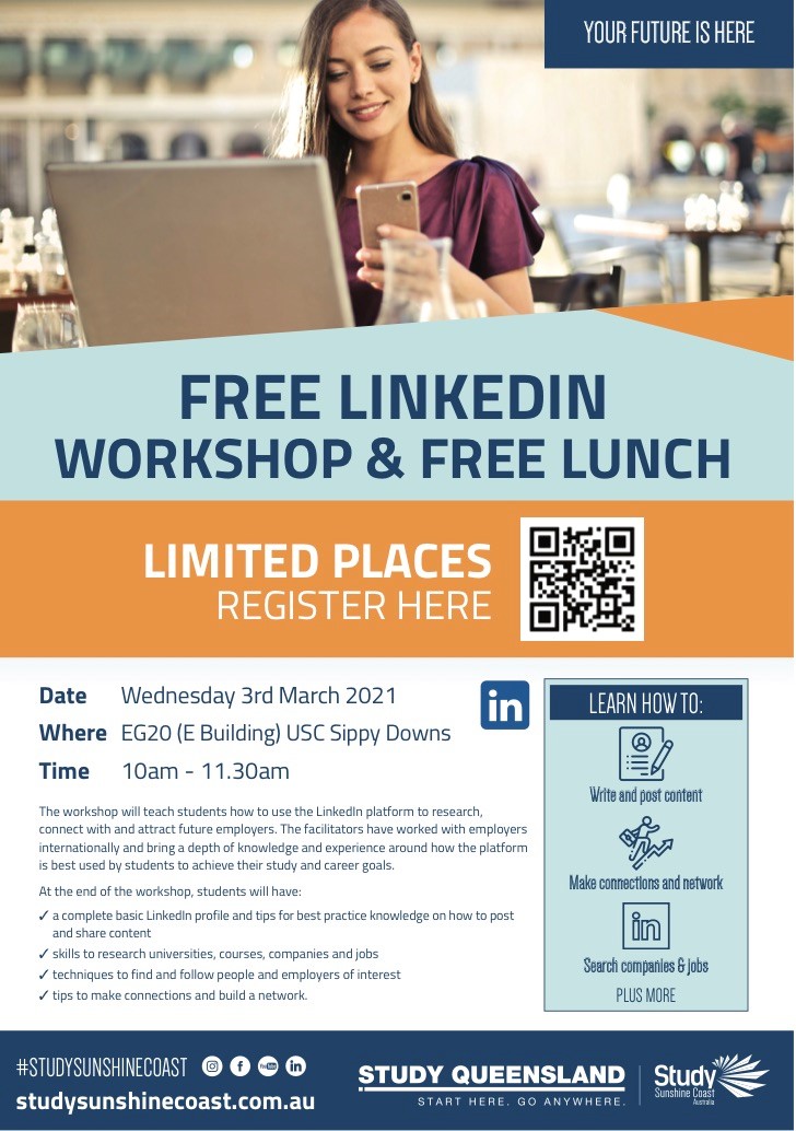 Free LinkedIn workshop at USC tomorrow – Study Sunshine Coast